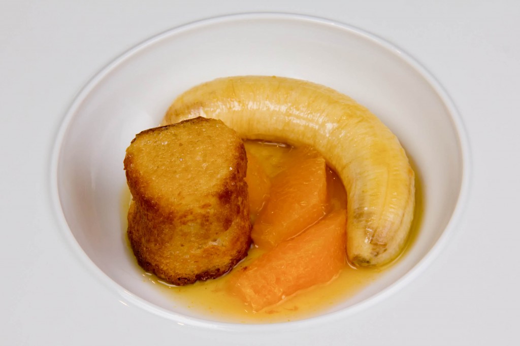Banane cuite sous vide basse température, sirop au Grand Marnier ...