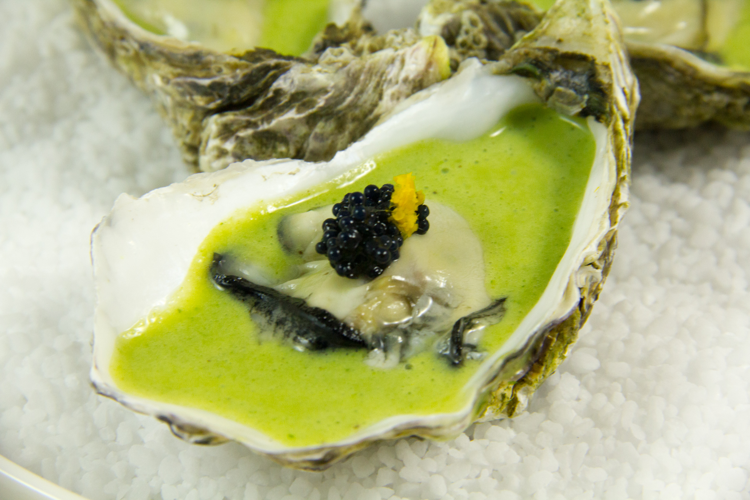 Huîtres mi-cuites, crème d'estragon et perles de la mer - [les ...